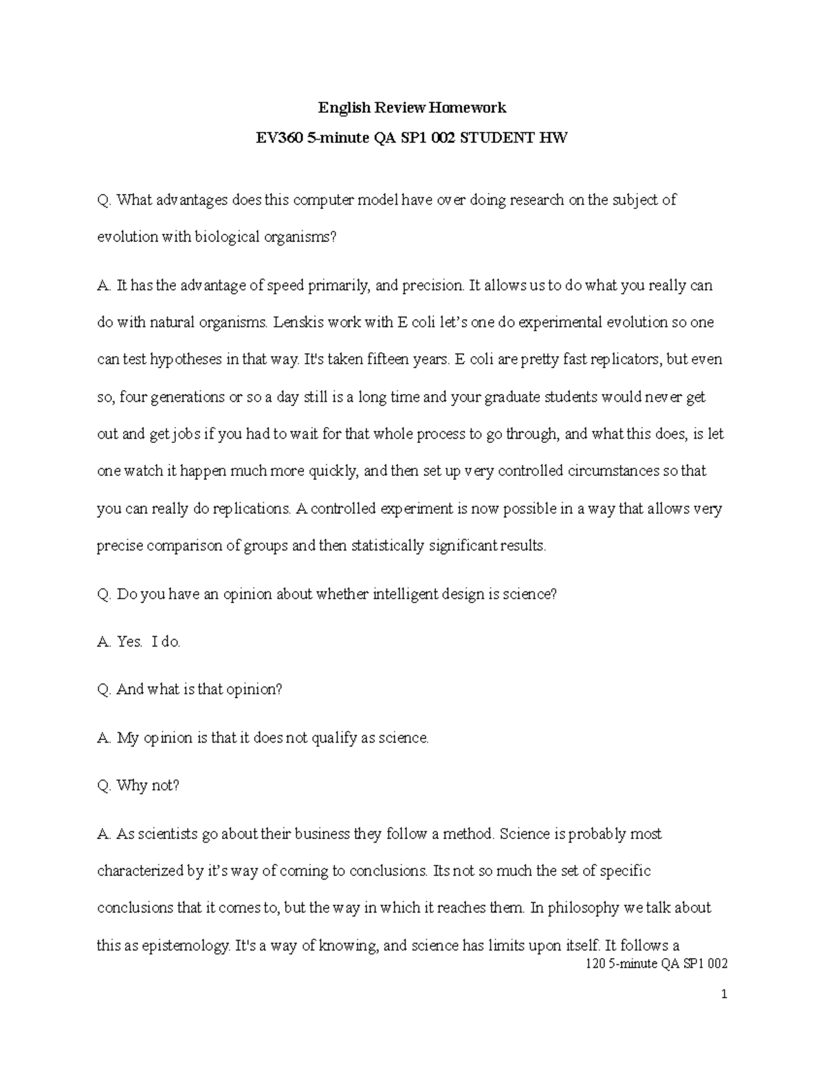 EV360 5-minute QA SP1 002 Student HW - English Review Homework EV360 5-minute QA SP1 002 STUDENT ...