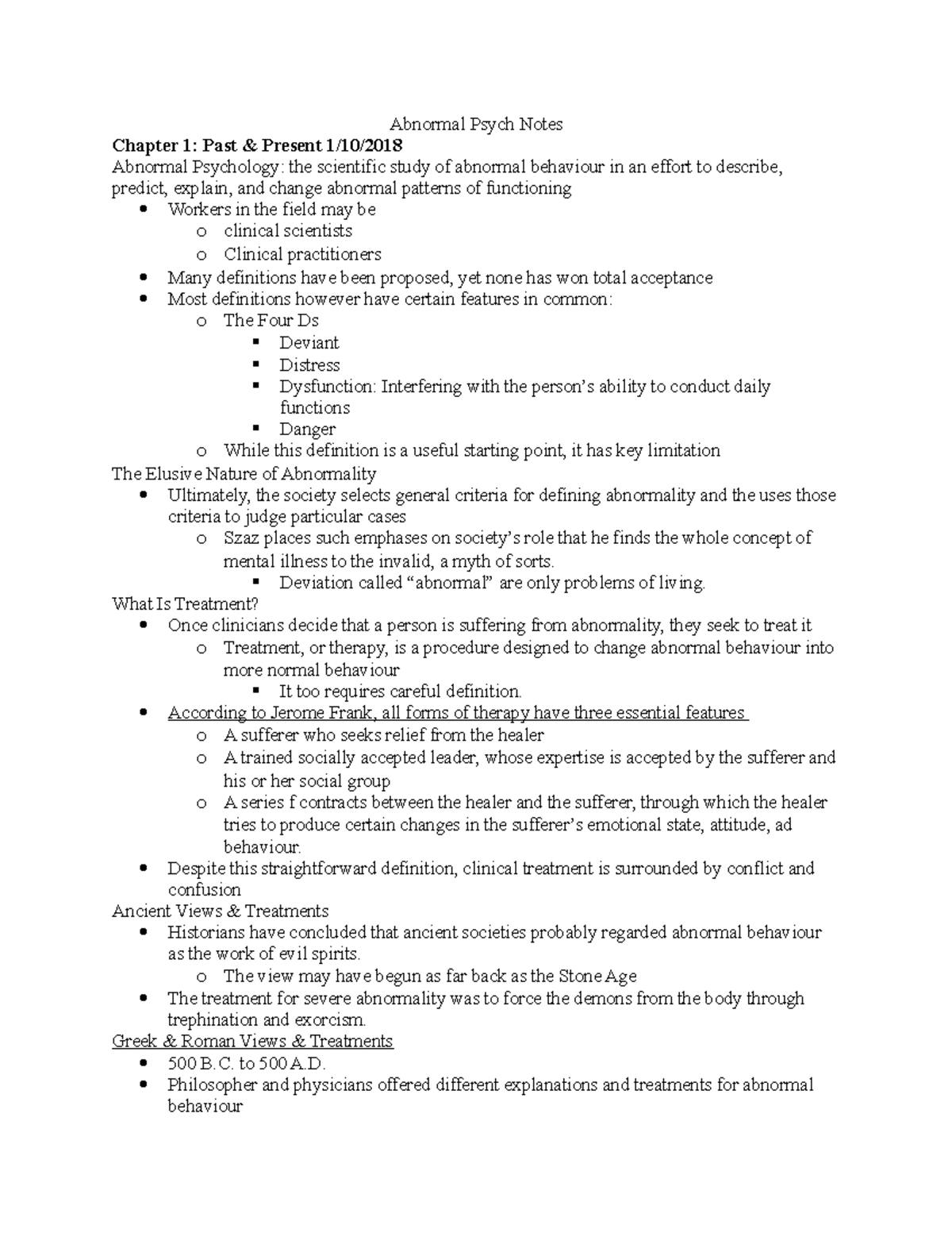 Abnormal Psych Notes - Teacher: Larry Laprade - Abnormal Psych Notes ...