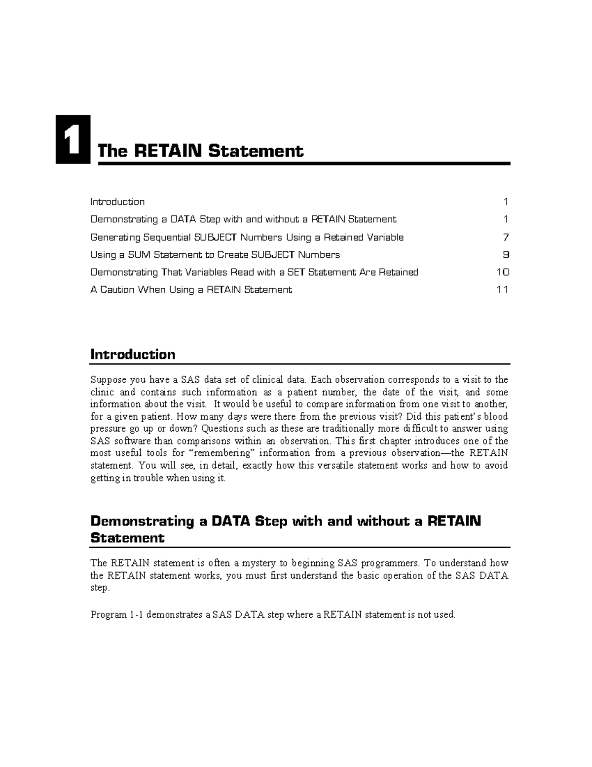 58176 excerpt - SAS Document - The RETAIN Statement Introduction 1 ...