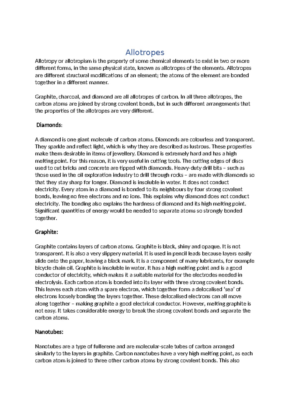 Allotropes - Allotropes Allotropy or allotropism is the property of ...