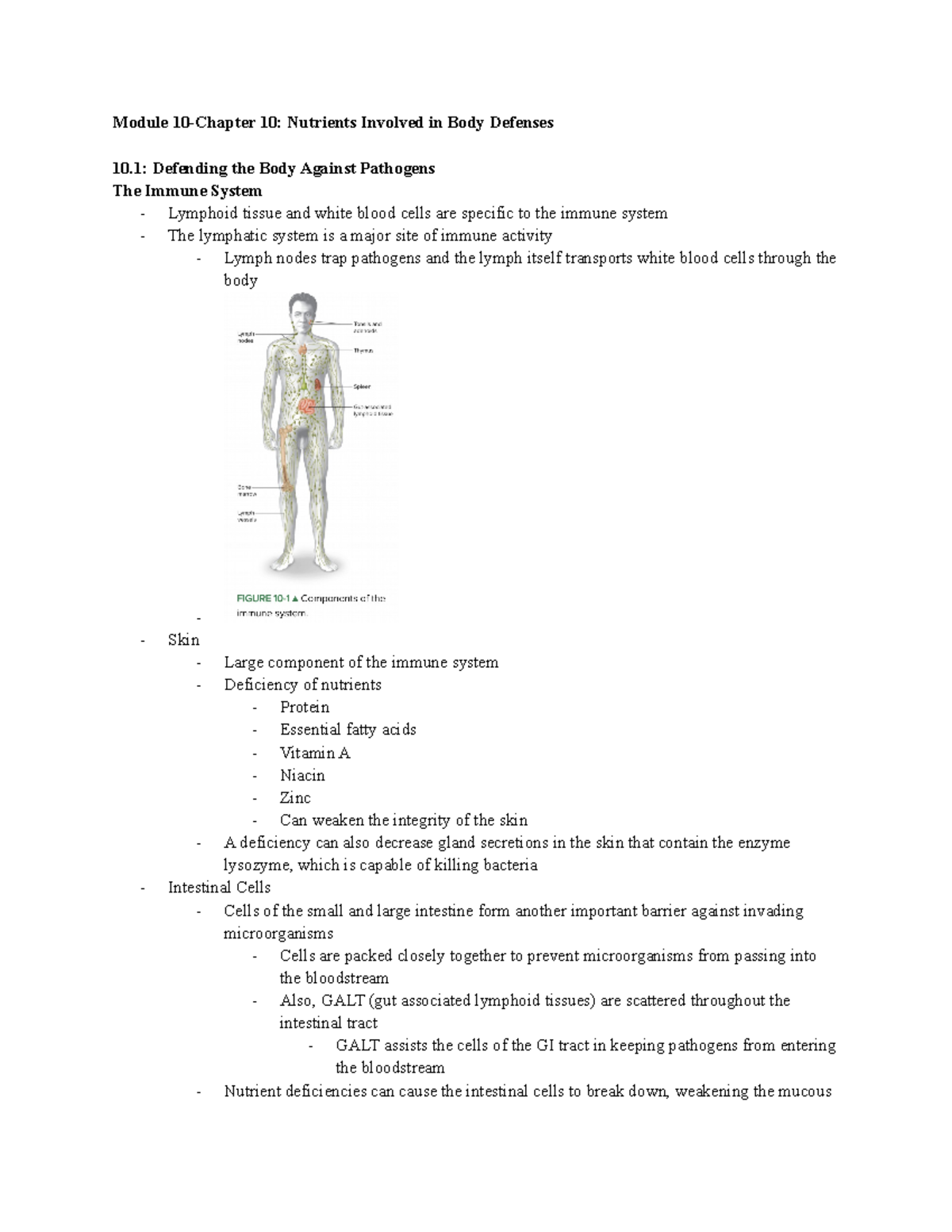 Module 10-Chapter 10 Nutrients Involved in Body Defenses - Studocu