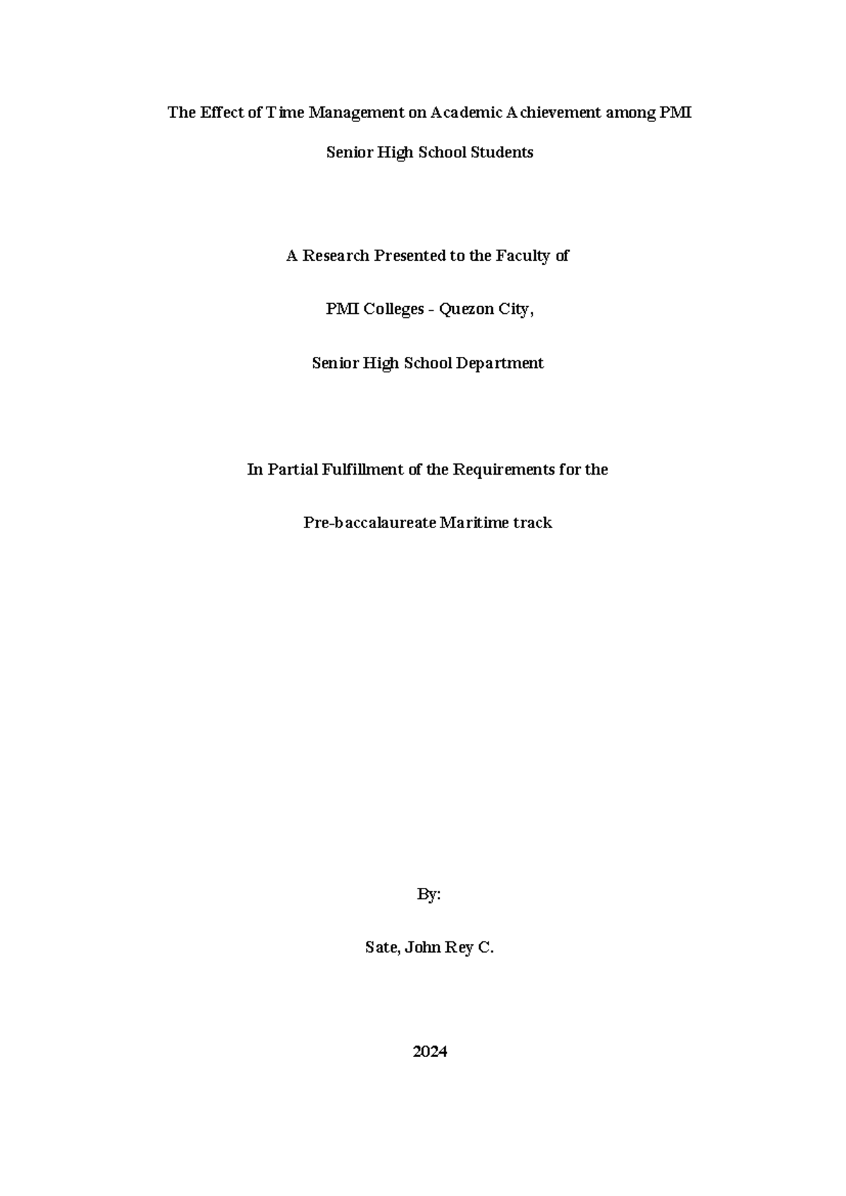The Effect of Time Management on Academic Achievem.Sate final - The ...