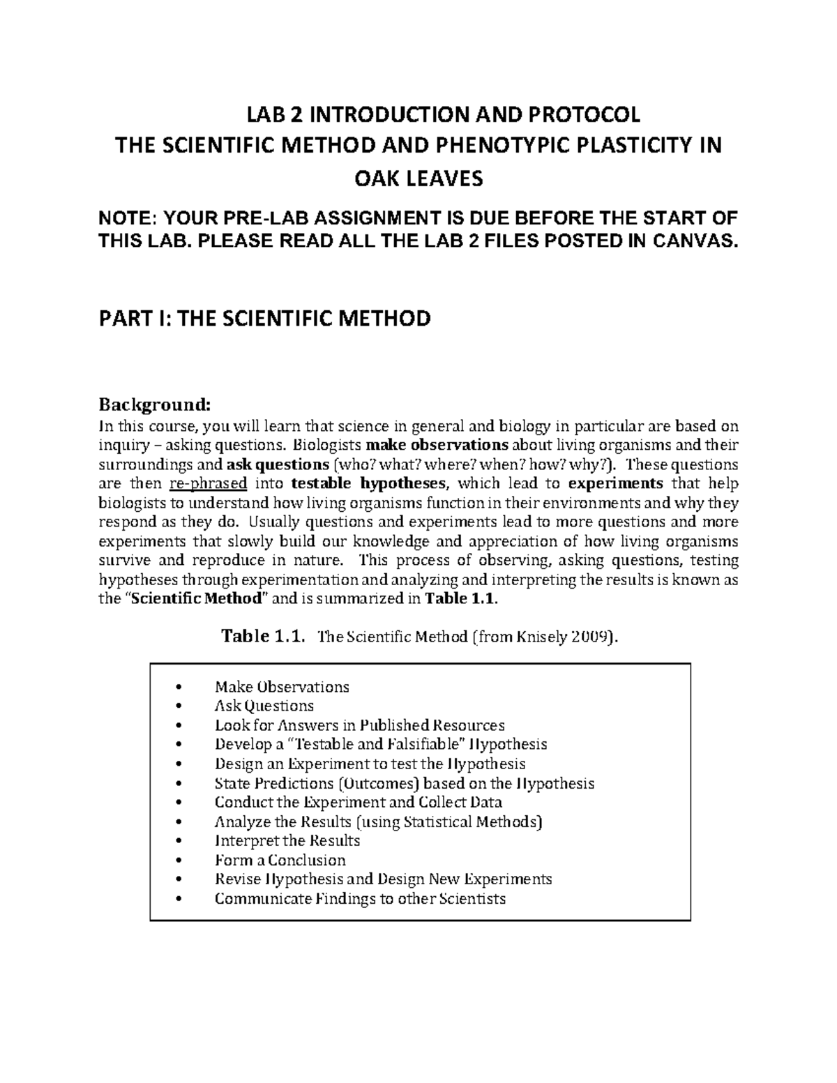 Lab 2 Introduction and Protocol W2021 - LAB 2 INTRODUCTION AND PROTOCOL THE SCIENTIFIC METHOD ...