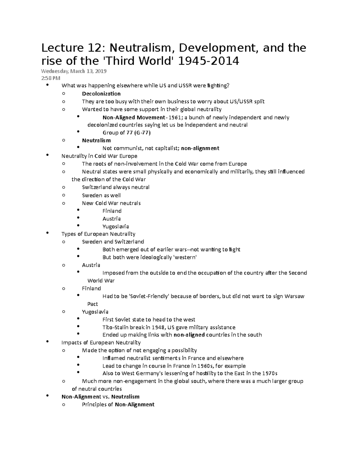 Lecture 12 - Professor Alima M. Bucciantini - Lecture 12: Neutralism ...
