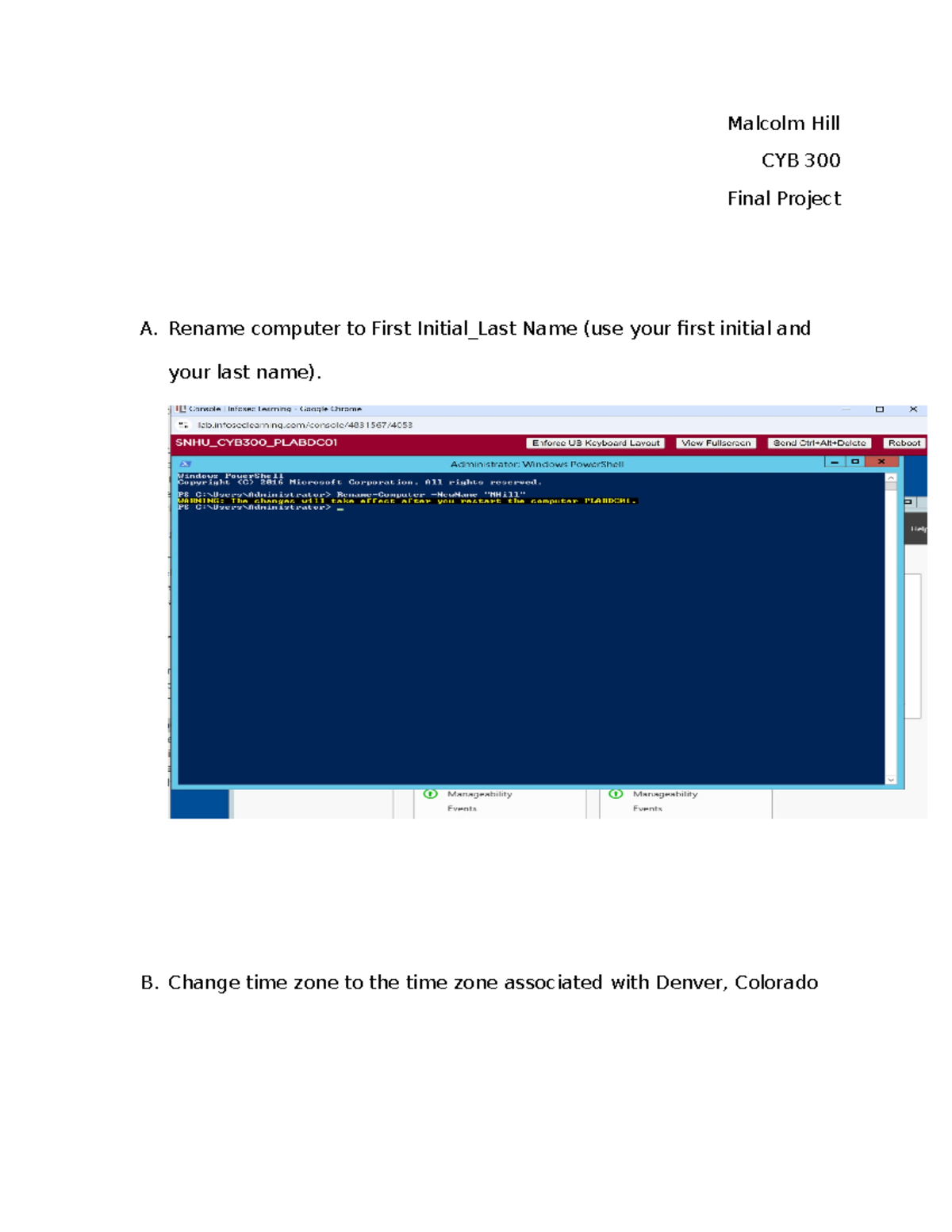 CYB 300 Module 7 Final project - Malcolm Hill CYB 300 Final Project A ...
