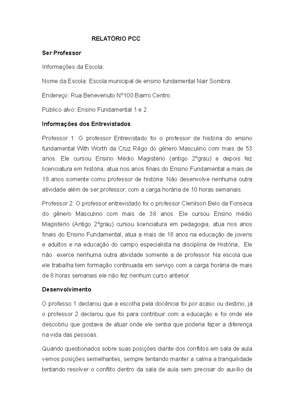 Relatório pcc 3 semestre kelly - RELATÓRIO PCC Ser Professor ...