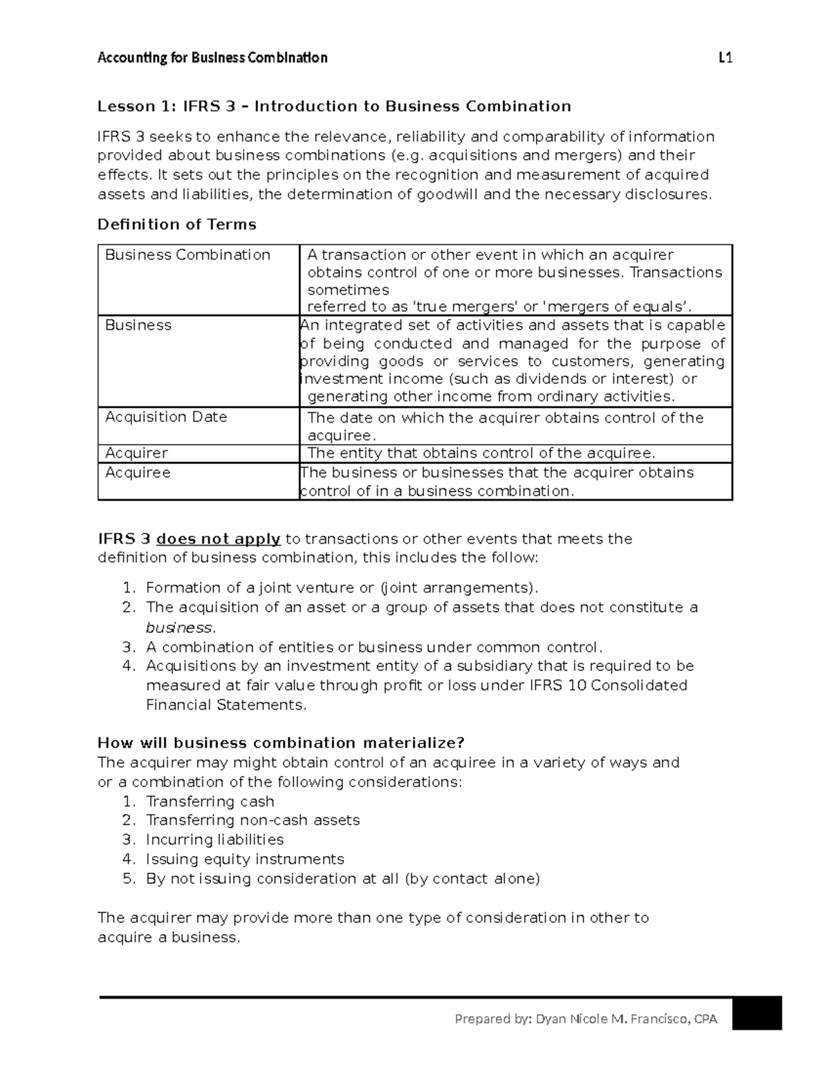 01 Lec Introduction to Business Combination-converted - Accounting for ...