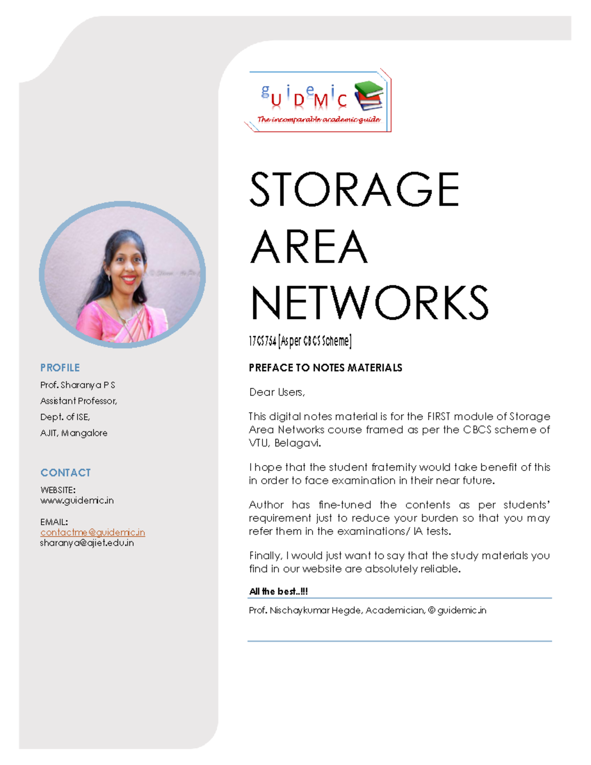 San-mod-1 - storage area networks for final year students - STORAGE ...