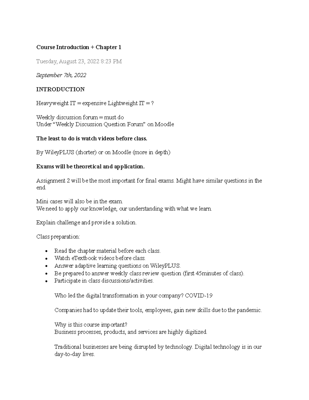 Course Introduction + chapter 1 - Course Introduction + Chapter 1 ...