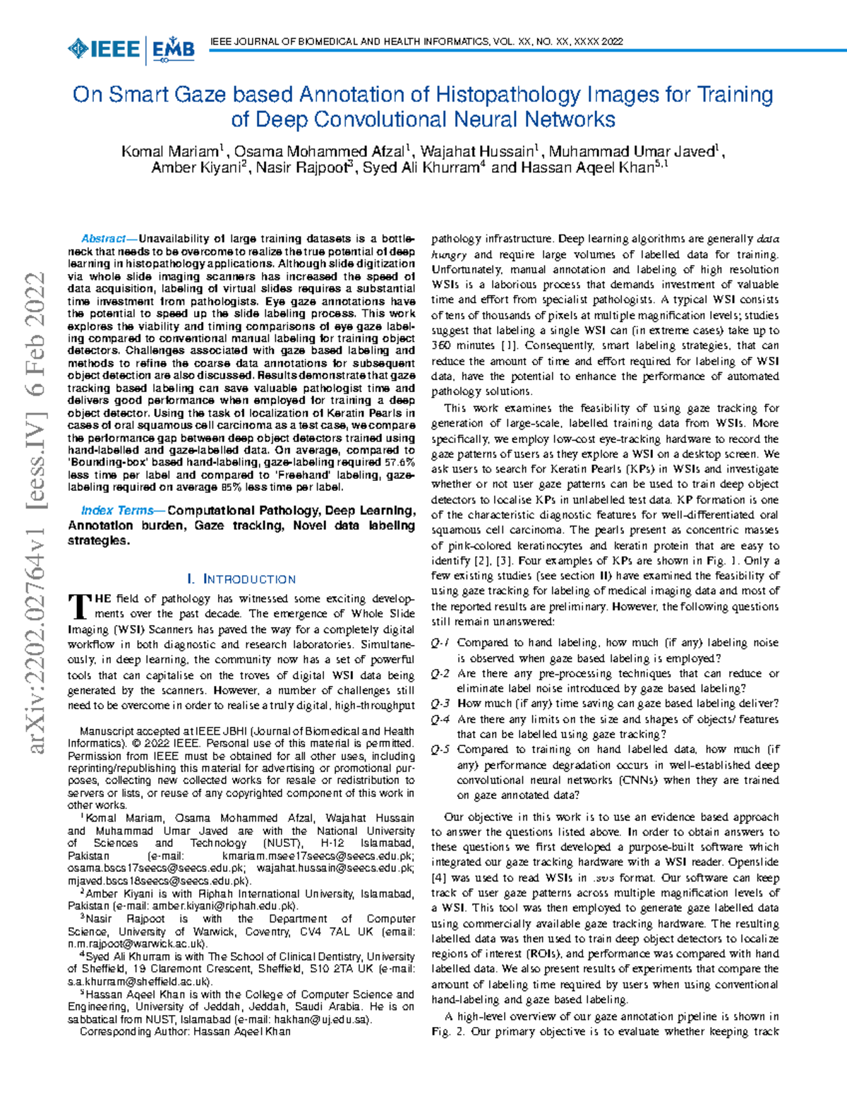 On Smart Gaze Based Annotation of Histop - arXiv:2202 [eess] 6 Feb 2022 ...