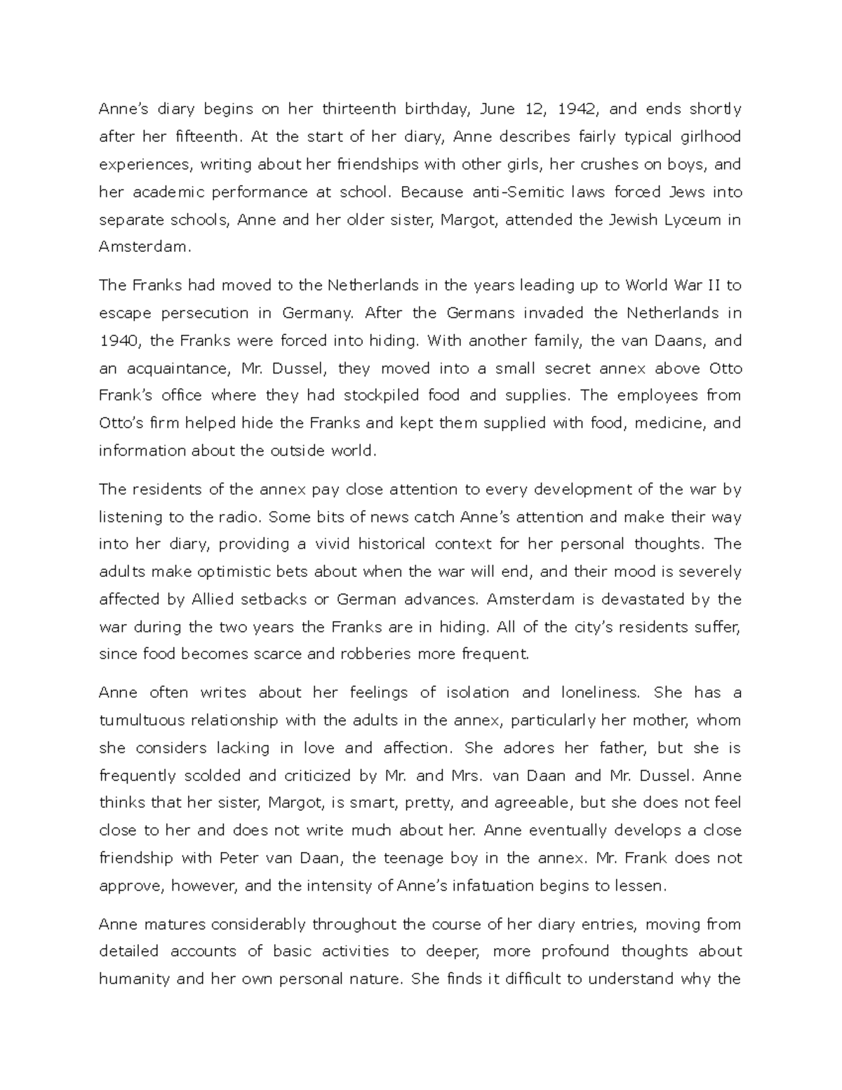 Diary OF A Young GIRL ANNE Frank - Anne’s diary begins on her ...