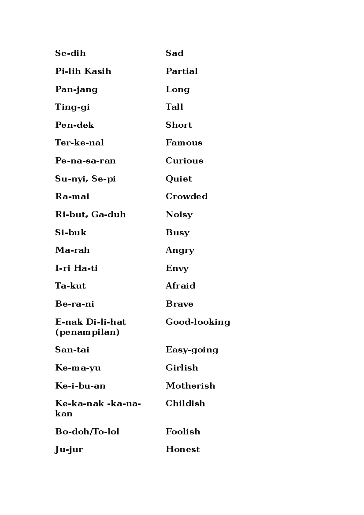 Kata Sifat 3 - Mr. Nugoro - Se-dih Sad Pi-lih Kasih Partial Pan-jang ...