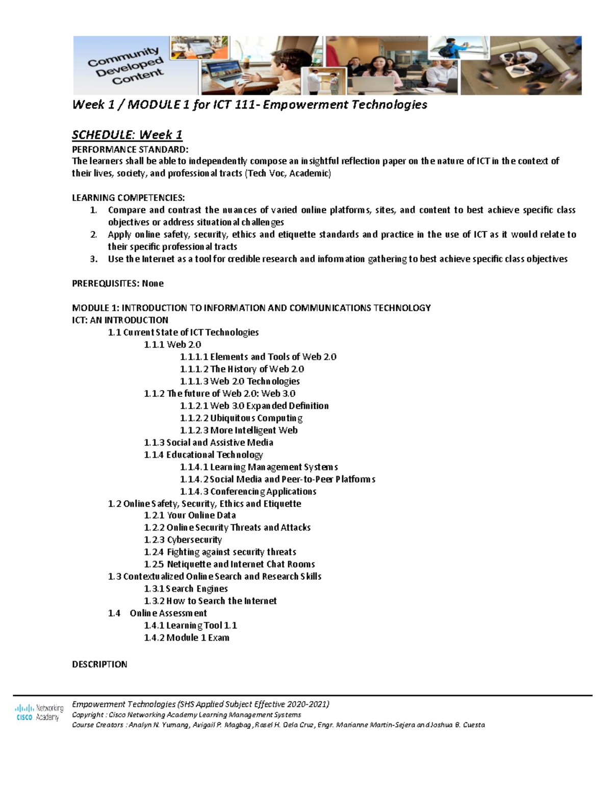WEEK 1 CM MDL ICT111 - Information and Communication Technology - Empowerment Technologies (SHS ...