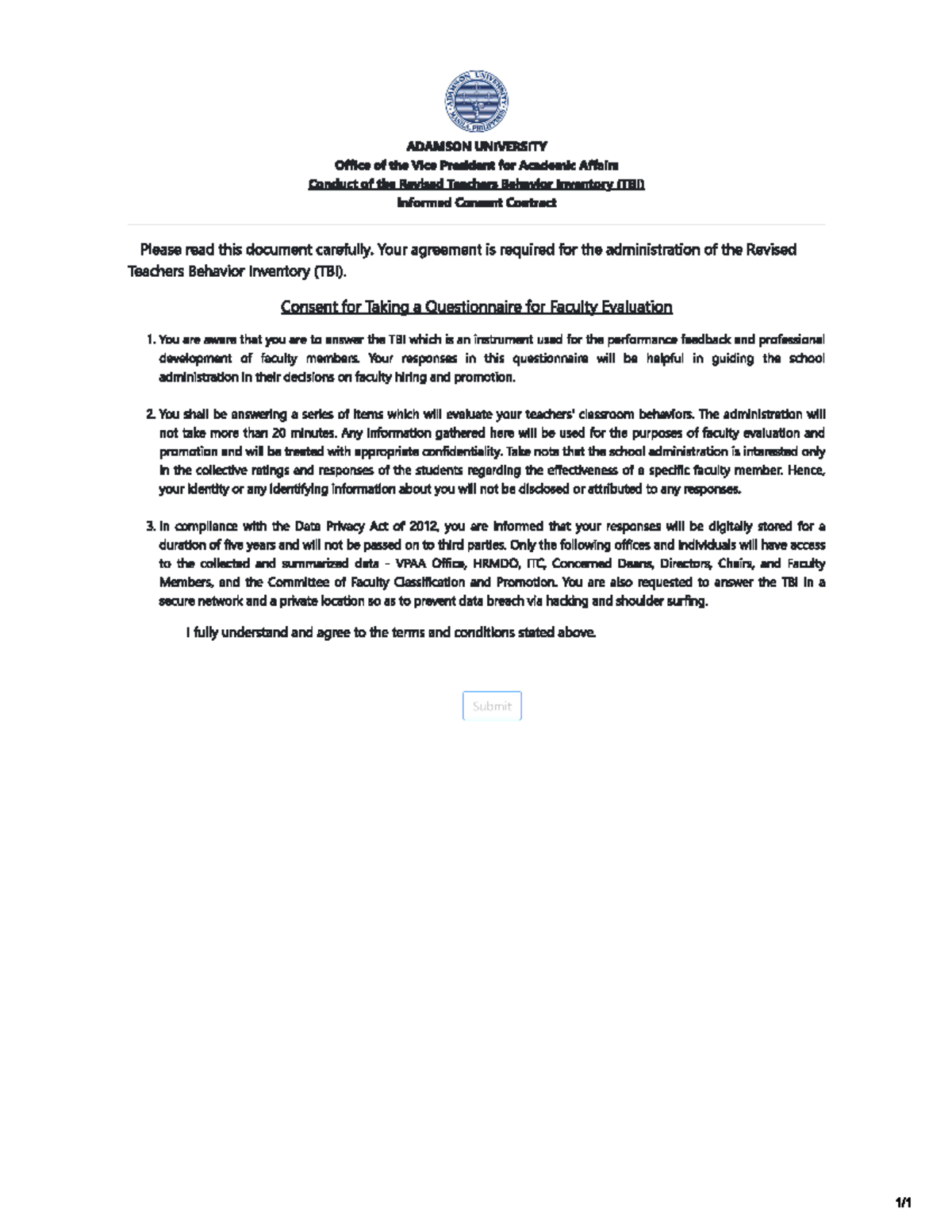 Faculty evaluation - molecule lec - DEPARTMENT MANILA ADAMSON ...