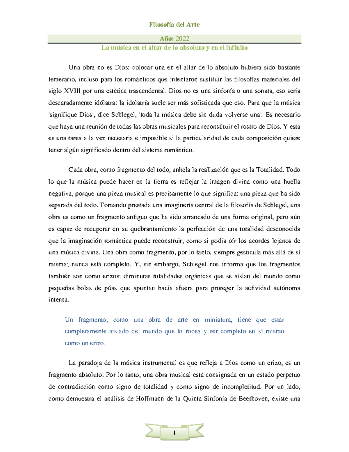 Filosofía del Arte - La música en el altar de lo absoluto y en el ...