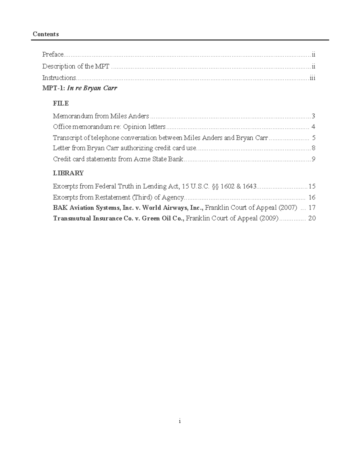0715 MPT1 In Re Bryan Carr bkmk - Contents - Studocu