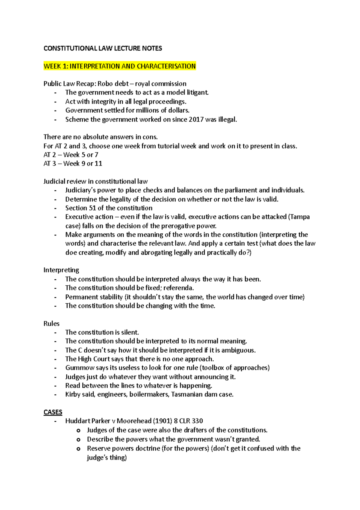 Constitutional LAW Lecture Notes - CONSTITUTIONAL LAW LECTURE NOTES ...