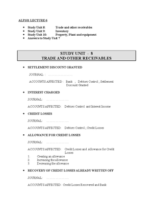 Acc for Law Students test 2 - FACULTY OF LAW DEPARTMENT OF MERCANTILE ...