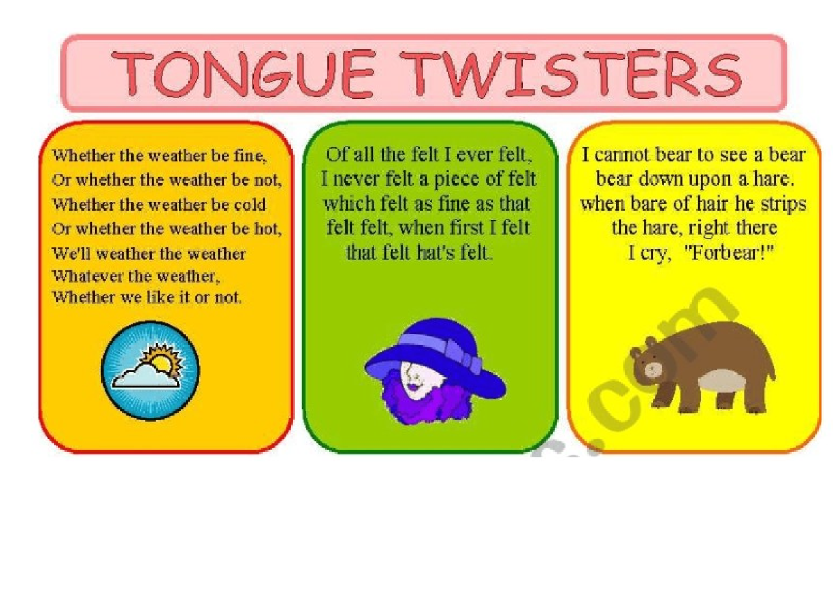 Tongue twister - practicas de reading - English - Studocu