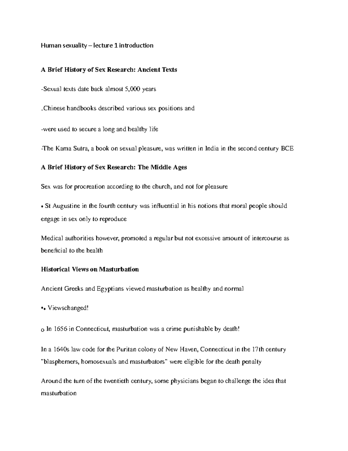 Human Sexuality Lecture 1 Introduction Human Sexuality Lecture 1