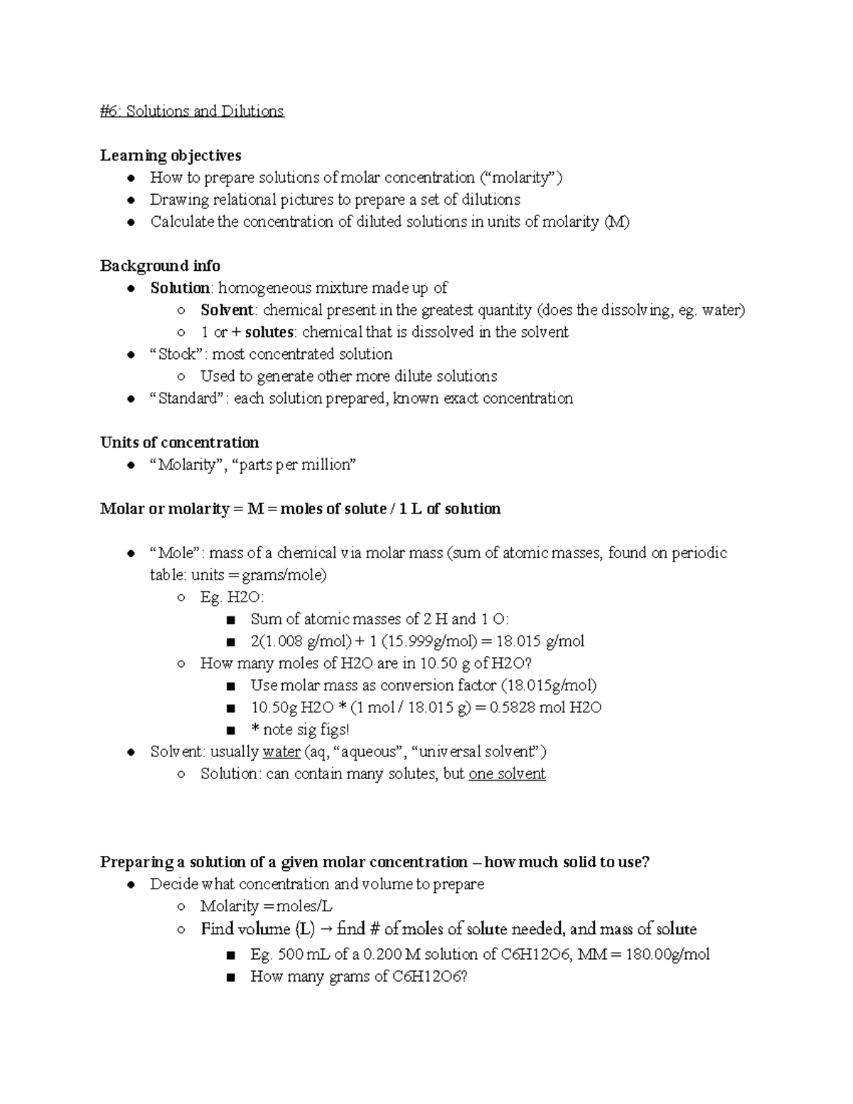 Skill Builders 6-8 - General chemistry notes - #6: Solutions and ...