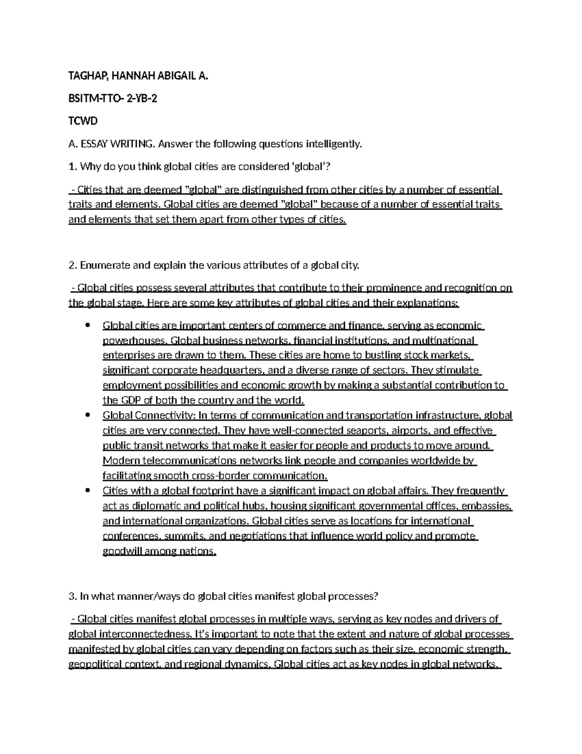 7TH Activity IN TCWD - THE CONTEMPORARY WORLD - TAGHAP, HANNAH ABIGAIL ...