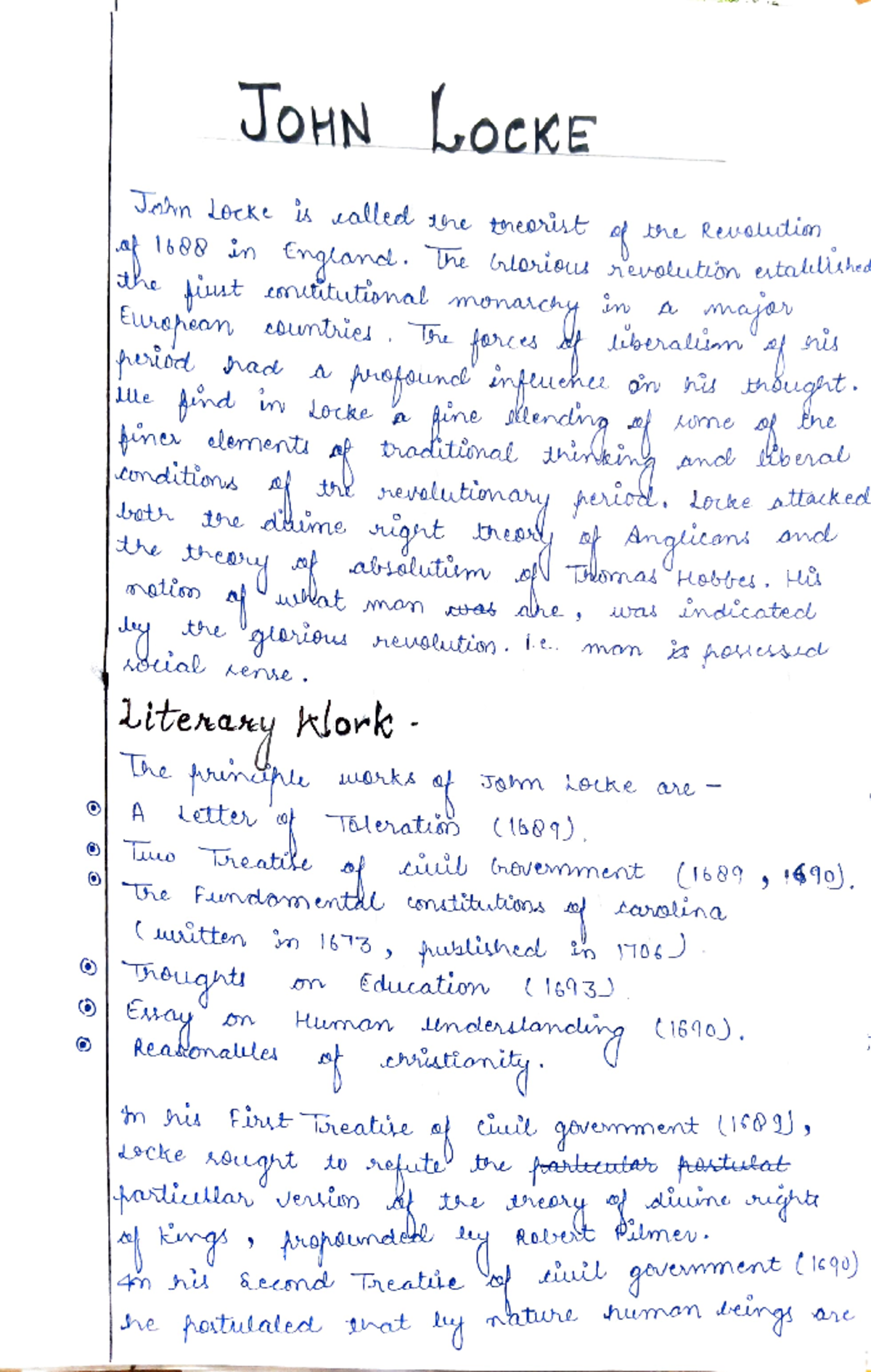 John lock and his theory - Jahn l0cke Lalled he tneorut ahe the ...