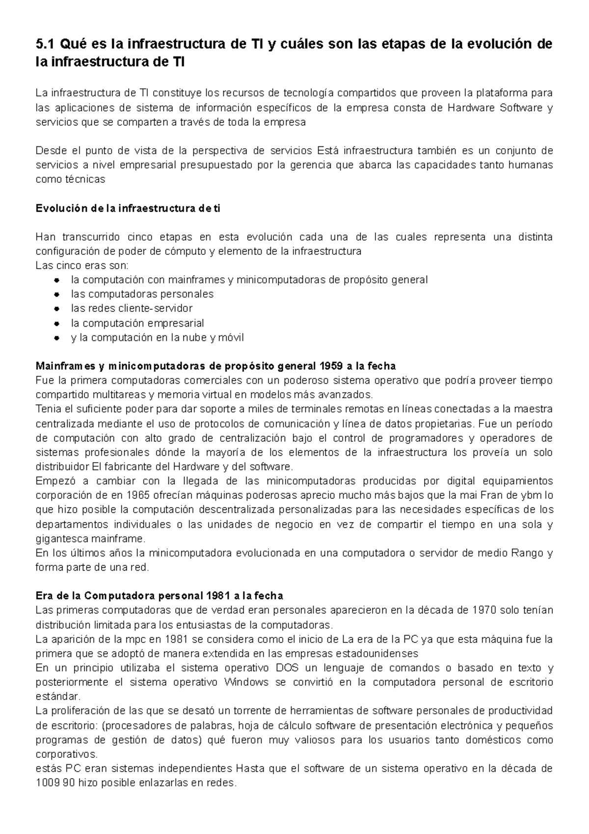 Resumen final sistemas de informacion capitulo 5 - 5 Qué es la infraestructura de TI y cuáles ...