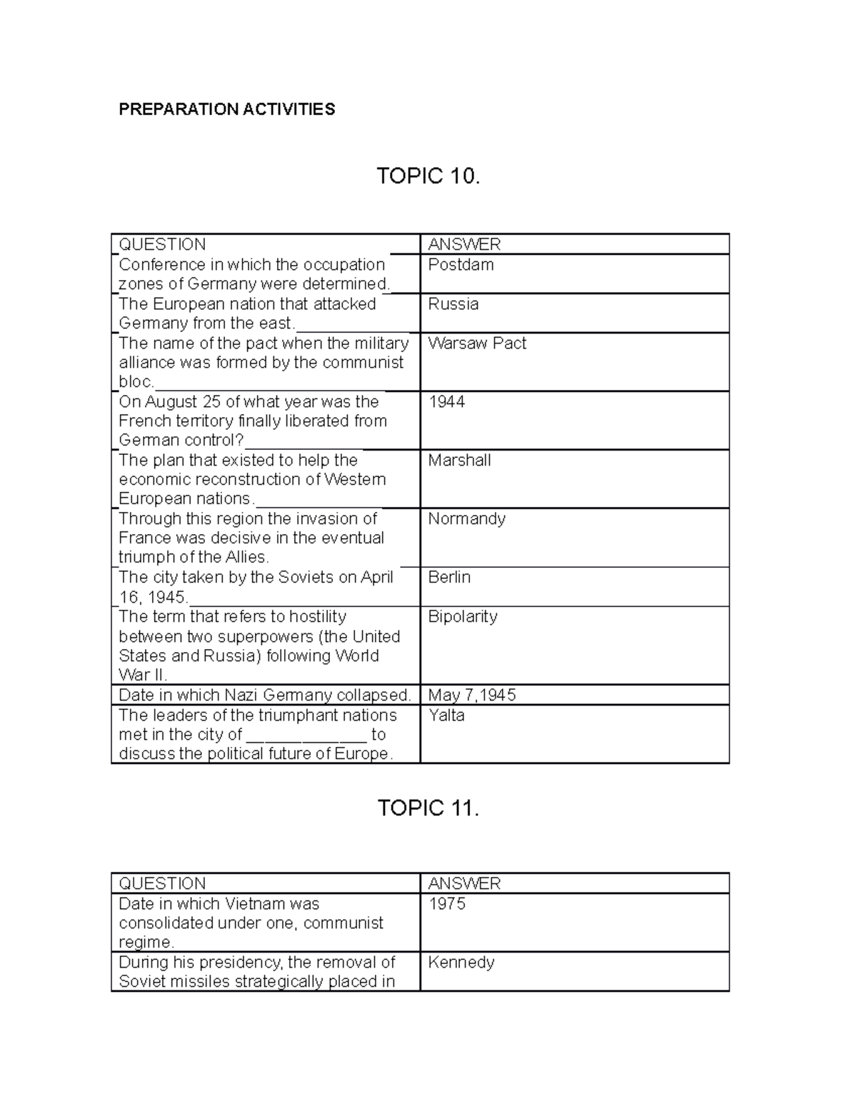 Preparation Activities - PREPARATION ACTIVITIES TOPIC 10. QUESTION ...