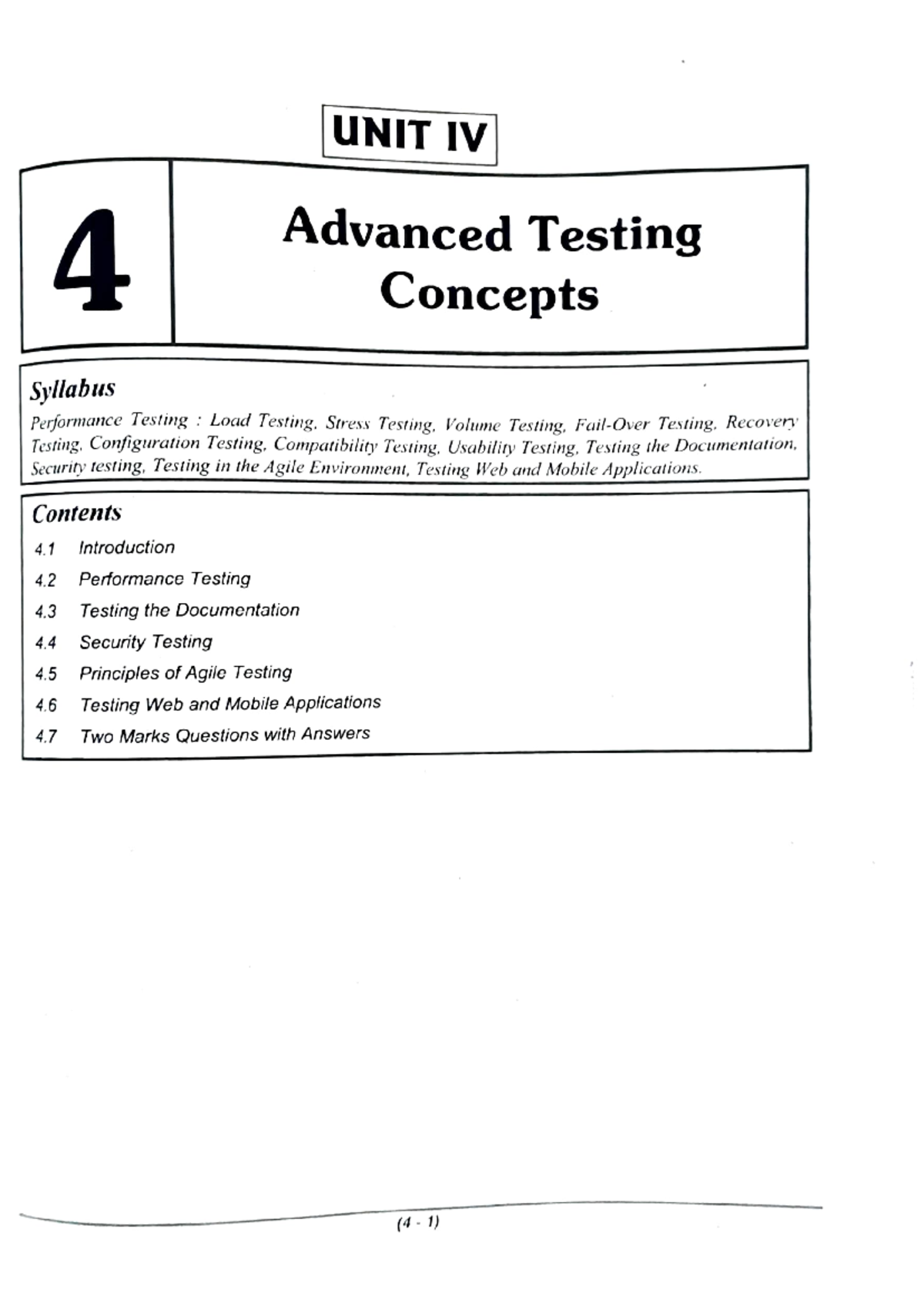 STA Unit-4 - it is a hand node - UNIT IV 4 Advanced Testing Concepts ...
