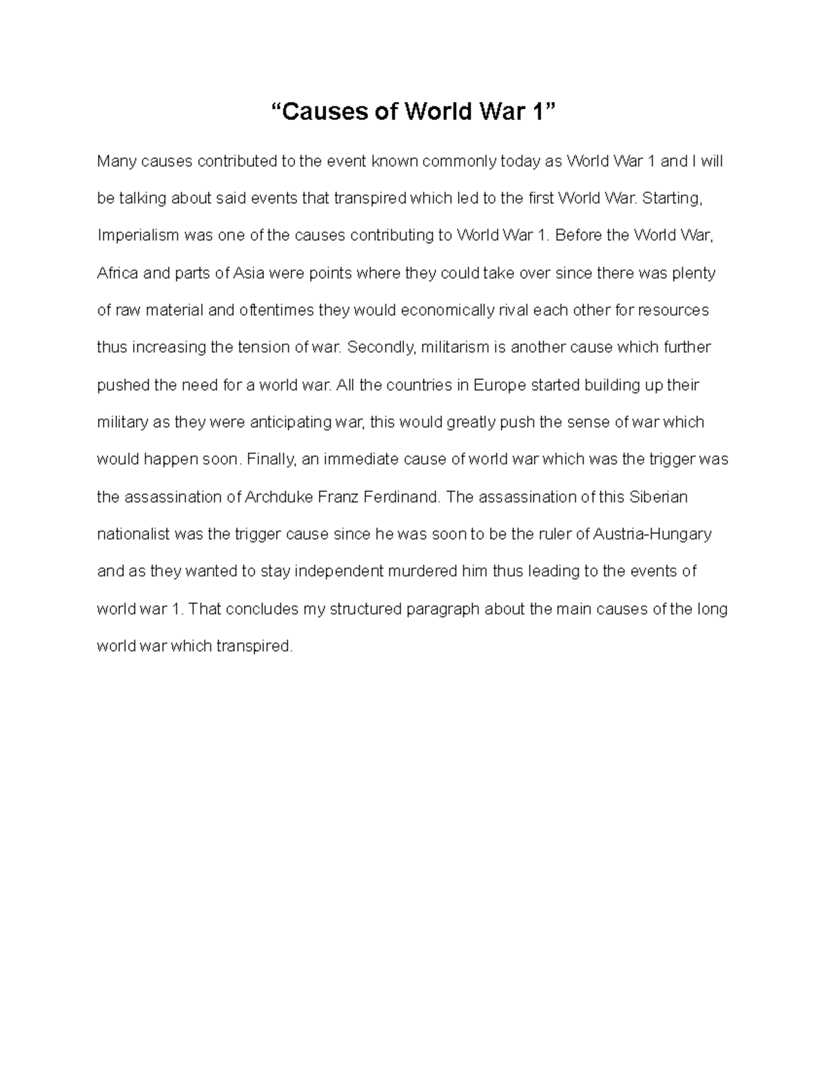 Copy Of World War 1 Structured Paragraph Causes Of World War 1 Many copy-of-world-war-1-structured-paragraph-causes-of-world-war-1-many