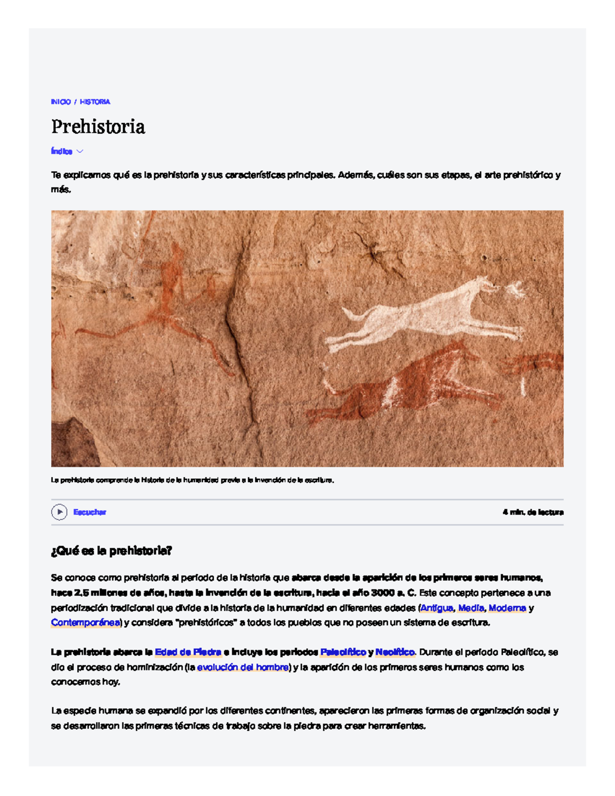 Prehistoria qué fue y cuáles fueron sus etapas - INICIO / HISTORIA ...