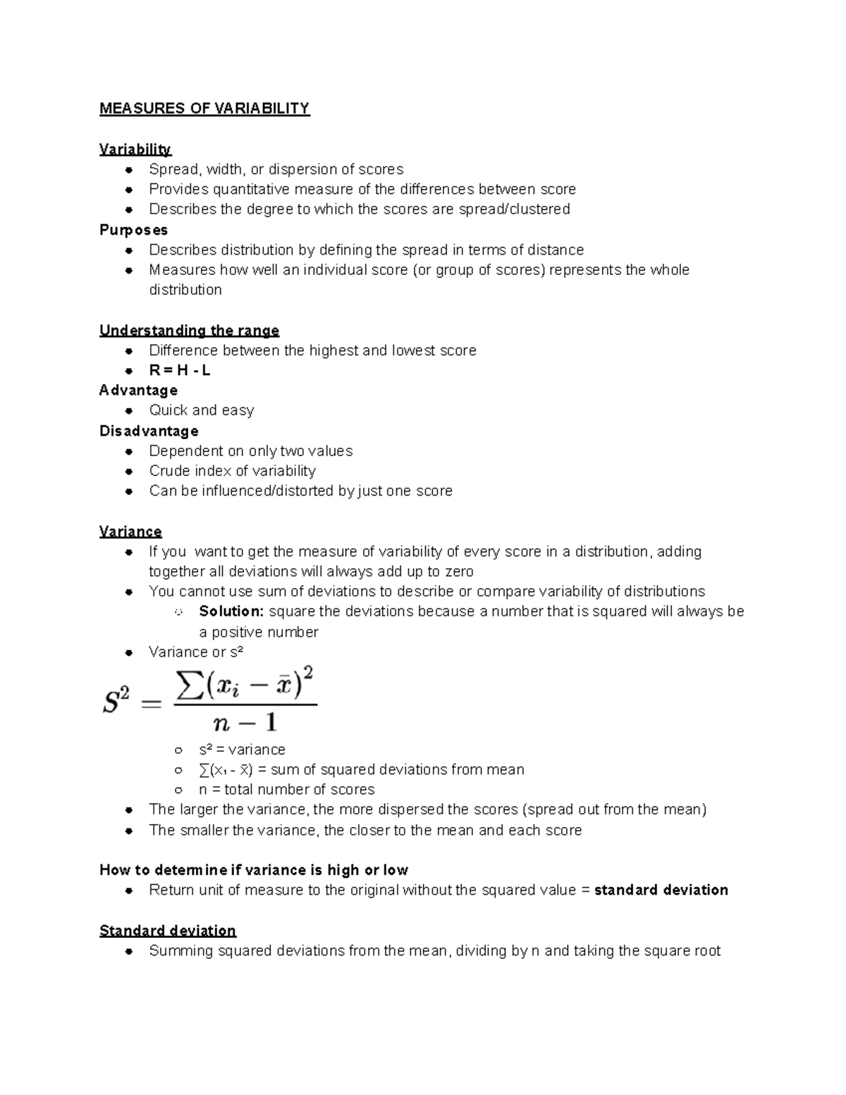 Measures of Variability - Psych Stat Lec - Psychological Statistics ...