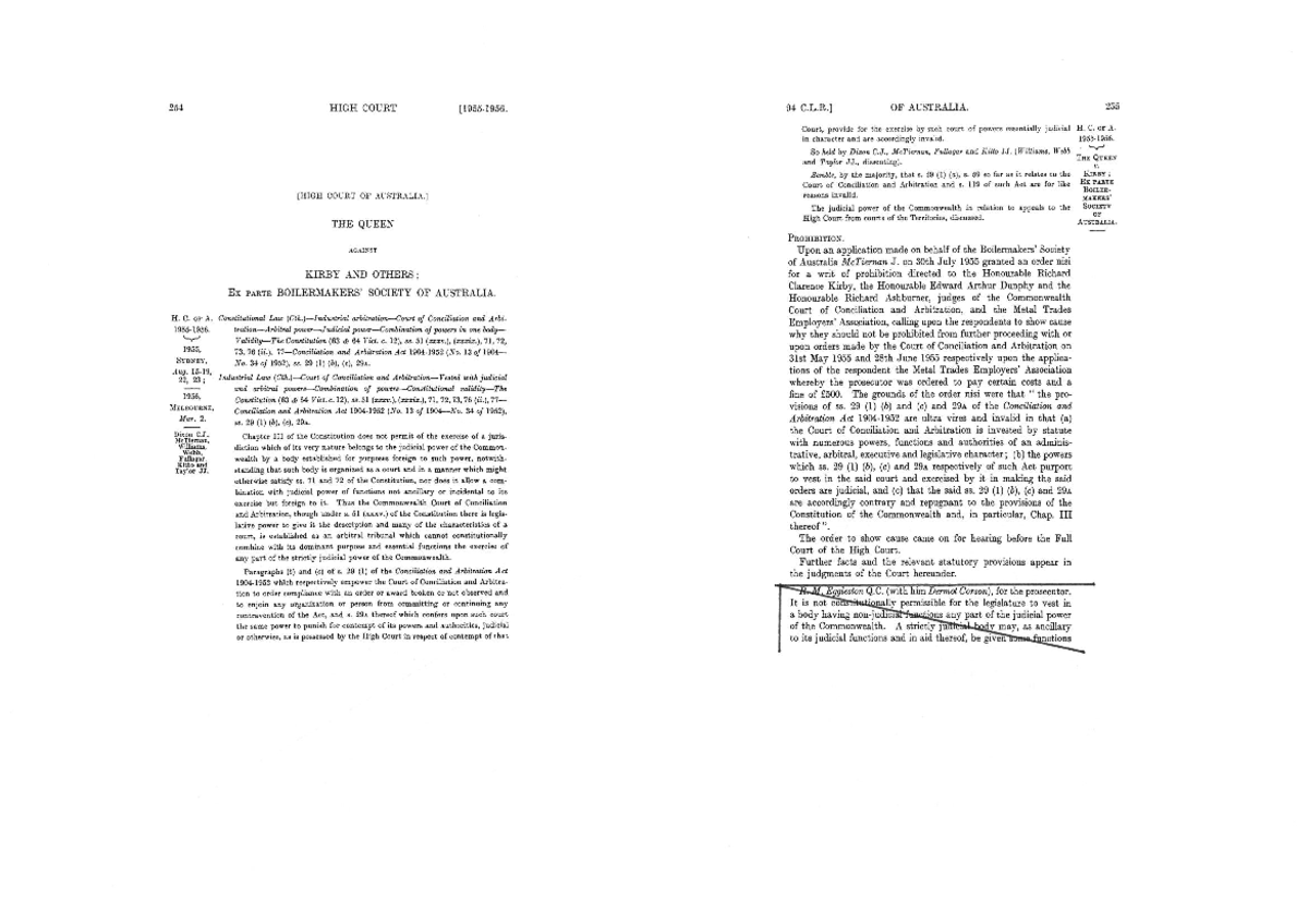Class 9A Online Module Reading (The Boilermakers case) - LAWS1141 - Studocu