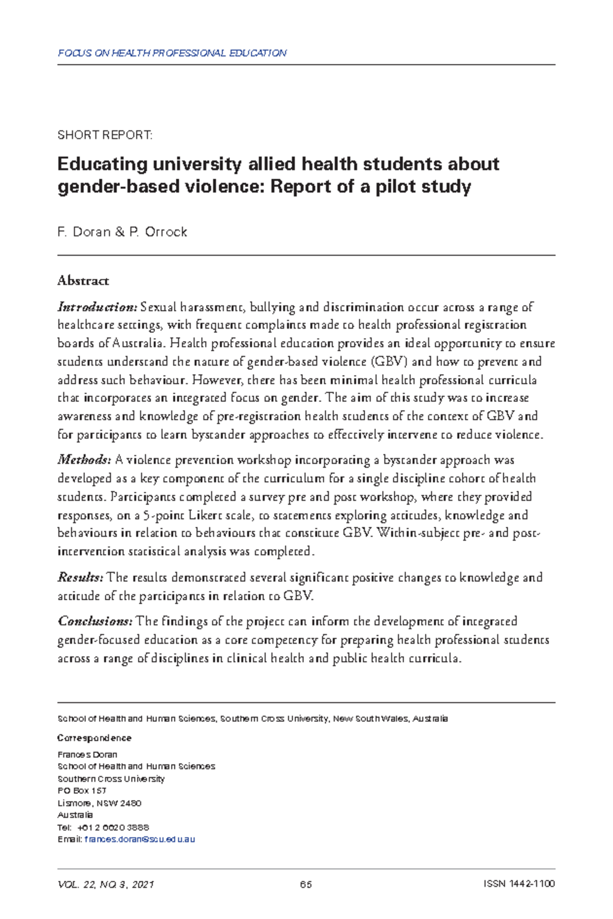 Jodie copley,+440+final - FOCUS ON HEALTH PROFESSIONAL EDUCATION SHORT ...