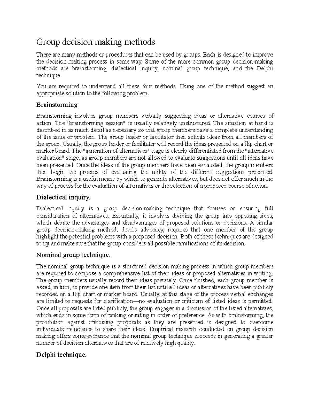 Activity-Group decision making methods - Group decision making methods ...