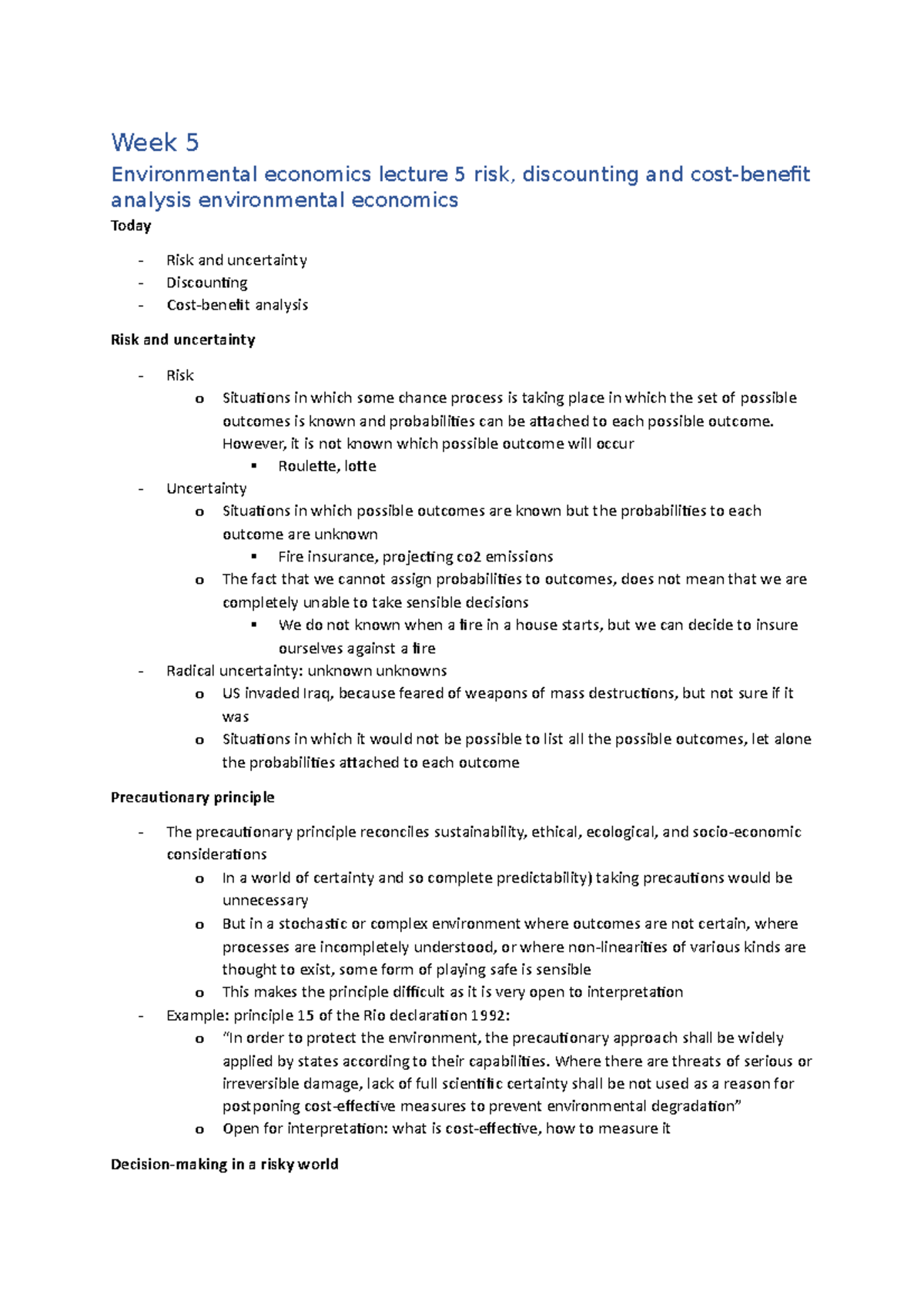 Environmental Economics and Policy Lecture Week 5 - Week 5 ...