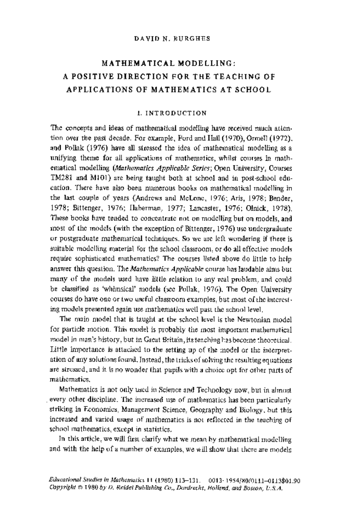 Mathematical modelling A positive direct - DAVID N. BURGHES M A T H E M ...