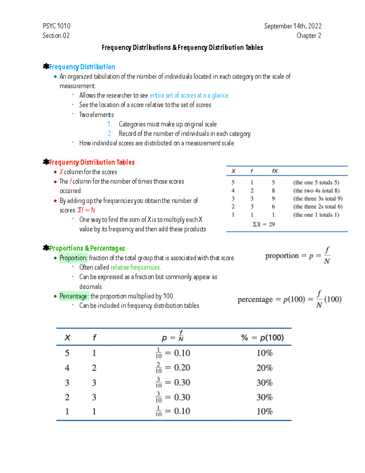 Chapter 2 - notes - Section 02 Chapter 2 Frequency Distributions ...