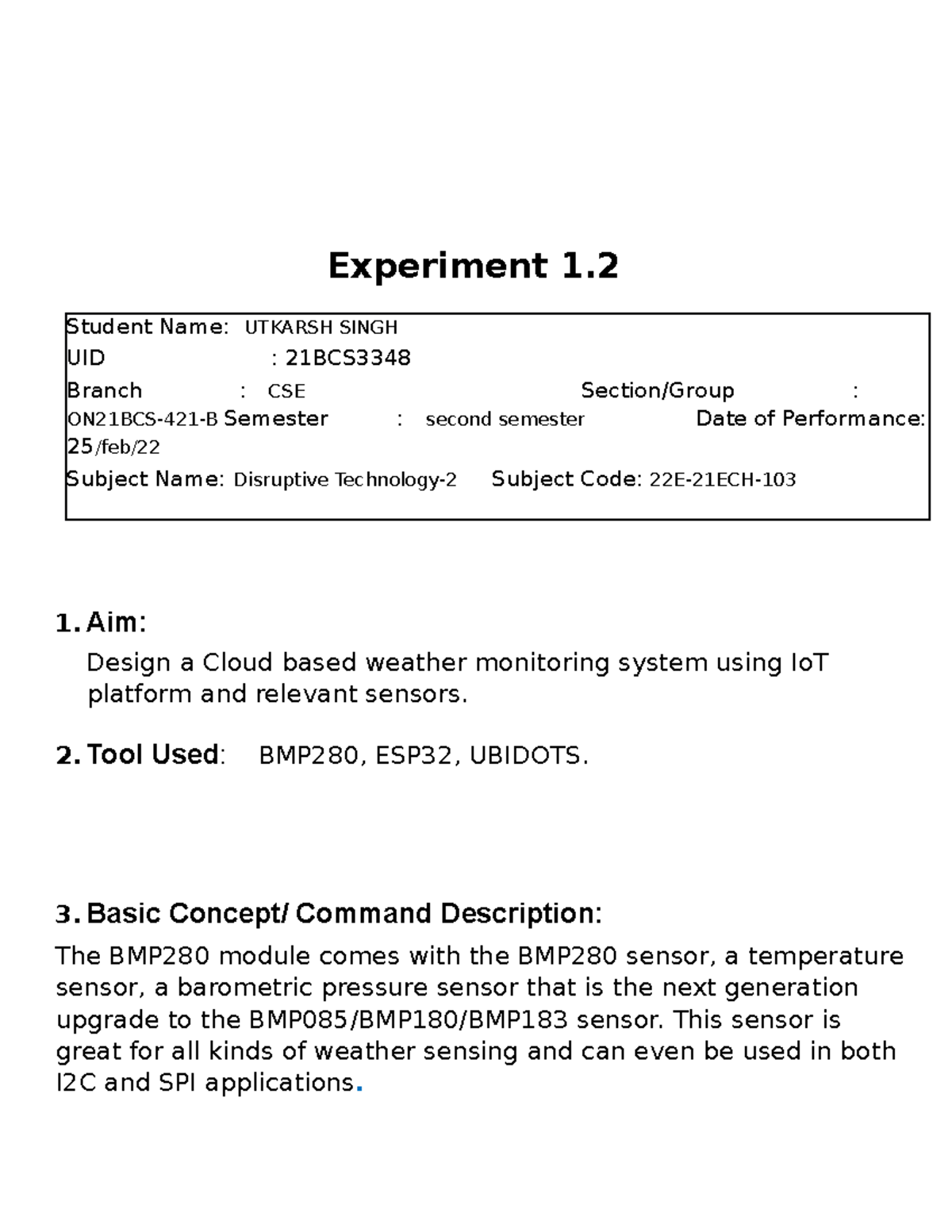 DT 1 - dt assignment - Experiment 1. Student Name: UTKARSH SINGH UID : 21BCS Branch : CSE - Studocu