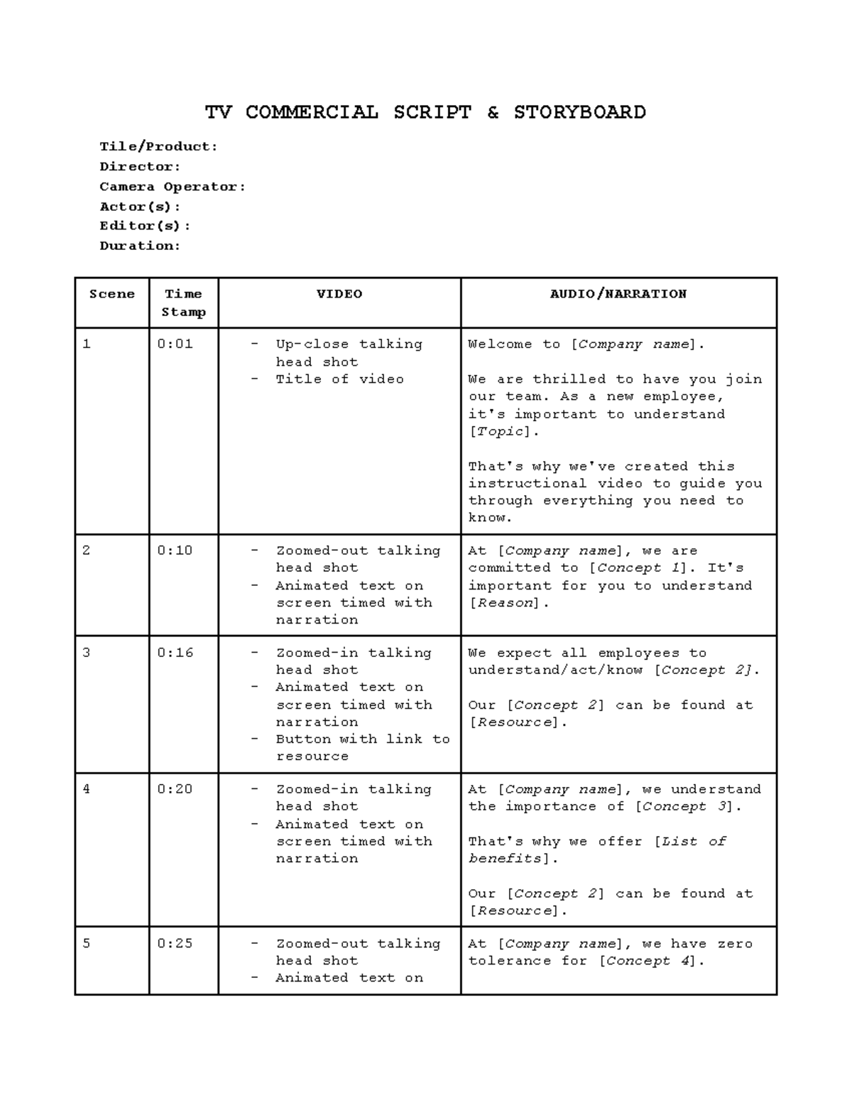 Script-Storyboard-Template - TV COMMERCIAL SCRIPT & STORYBOARD Tile ...