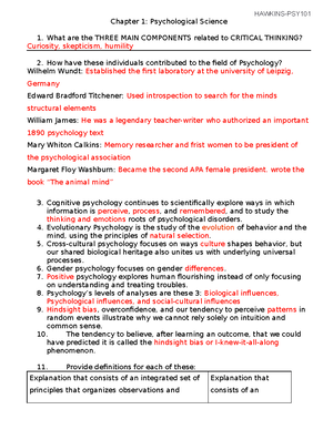 CH 3- consciousness - chapter 3 worksheet - HAWKINS-PSY101 W ...