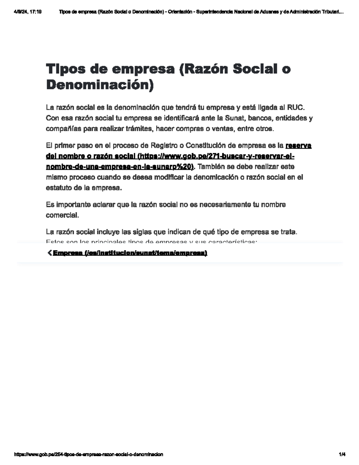 Tipos de empresas - .. Tipos de empresa (Razon Social o Denominacion ...