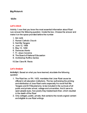 BIG Picture A - assignment for history - Big Picture C ULOa Let’s Check ...