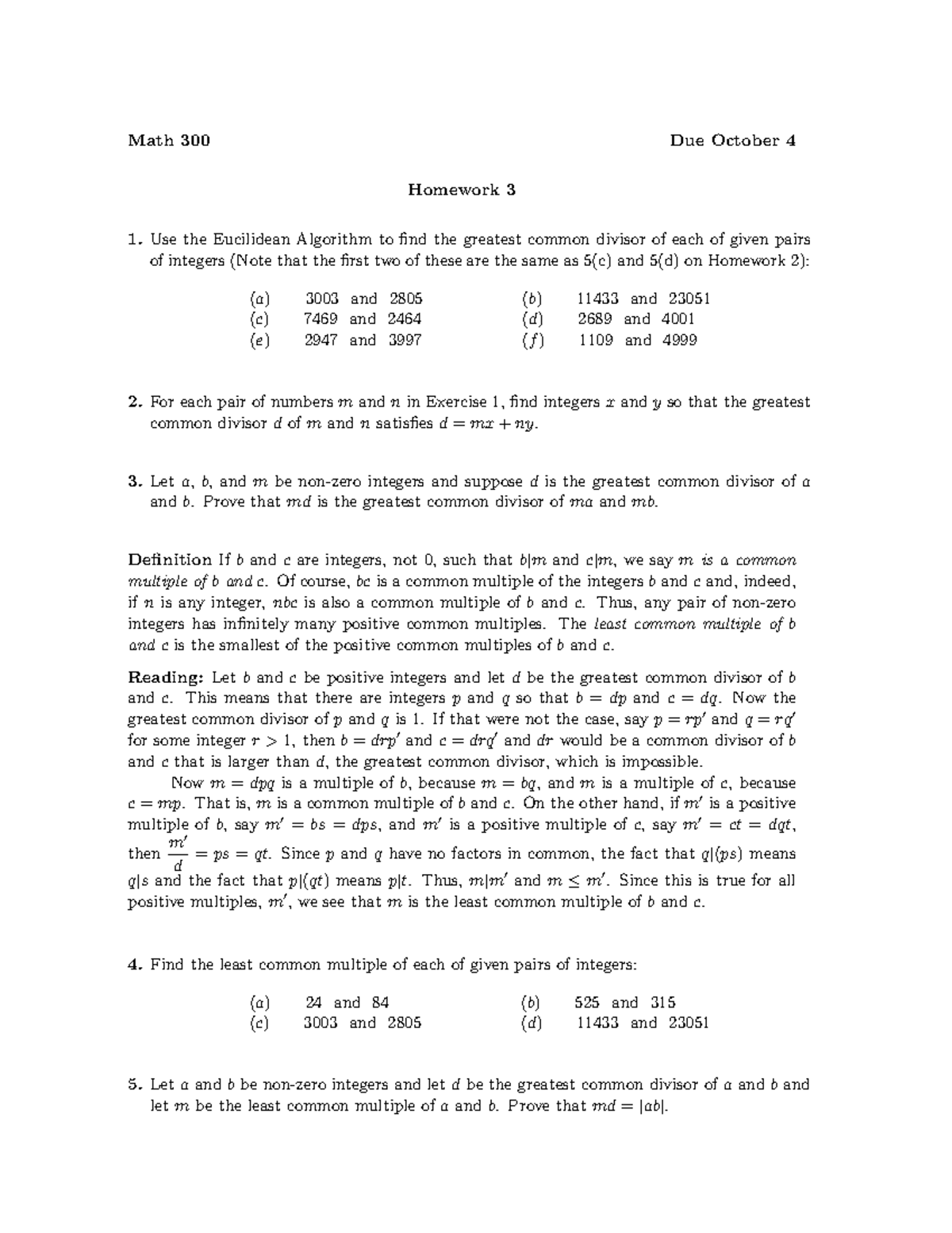 300F07HW3 - HWs given in class for Math 300, Carl Cowen courses - Math ...
