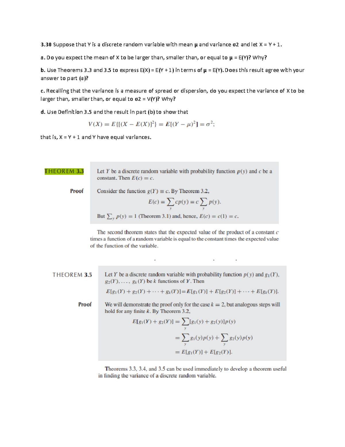 Chapter 3-Exercise 3 - THE EXPECTED VALUE OF A RANDOM VARIABLE OR A FUNCTION OF A RANDOM ...