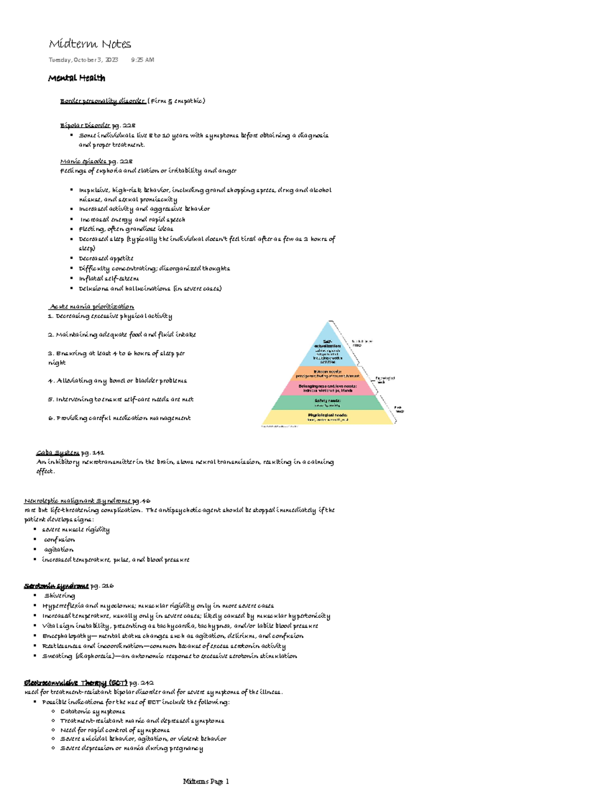 Midterm exam - class notes - Mental Health Border personality disorder ...