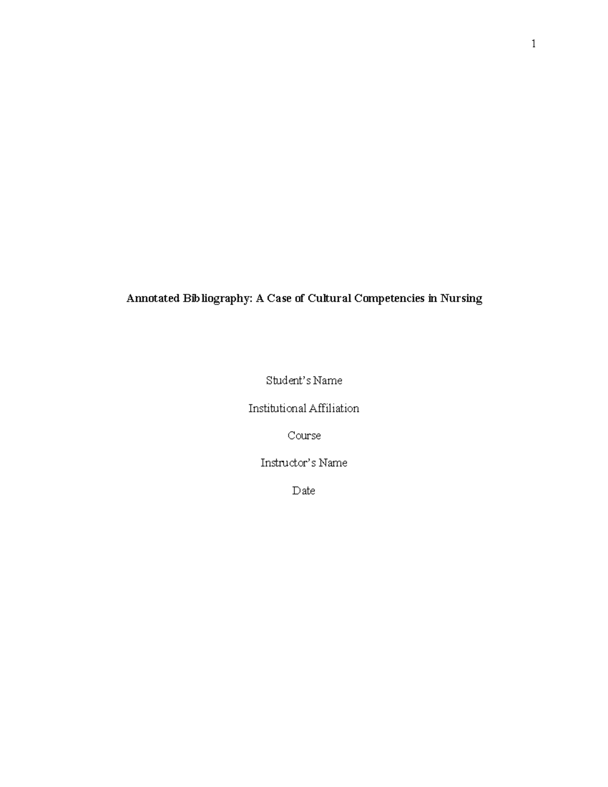 Annotated Bibliography for A Nursing Research Paper- Final Copy ...