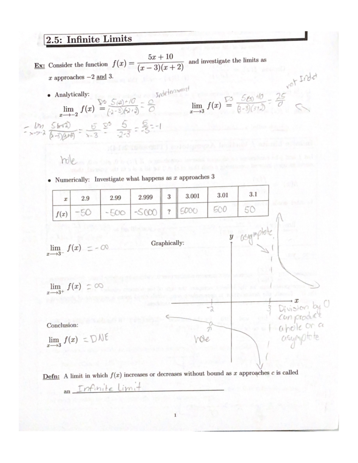 2.5 infinite limits - These are lecture notes I took this semester ...