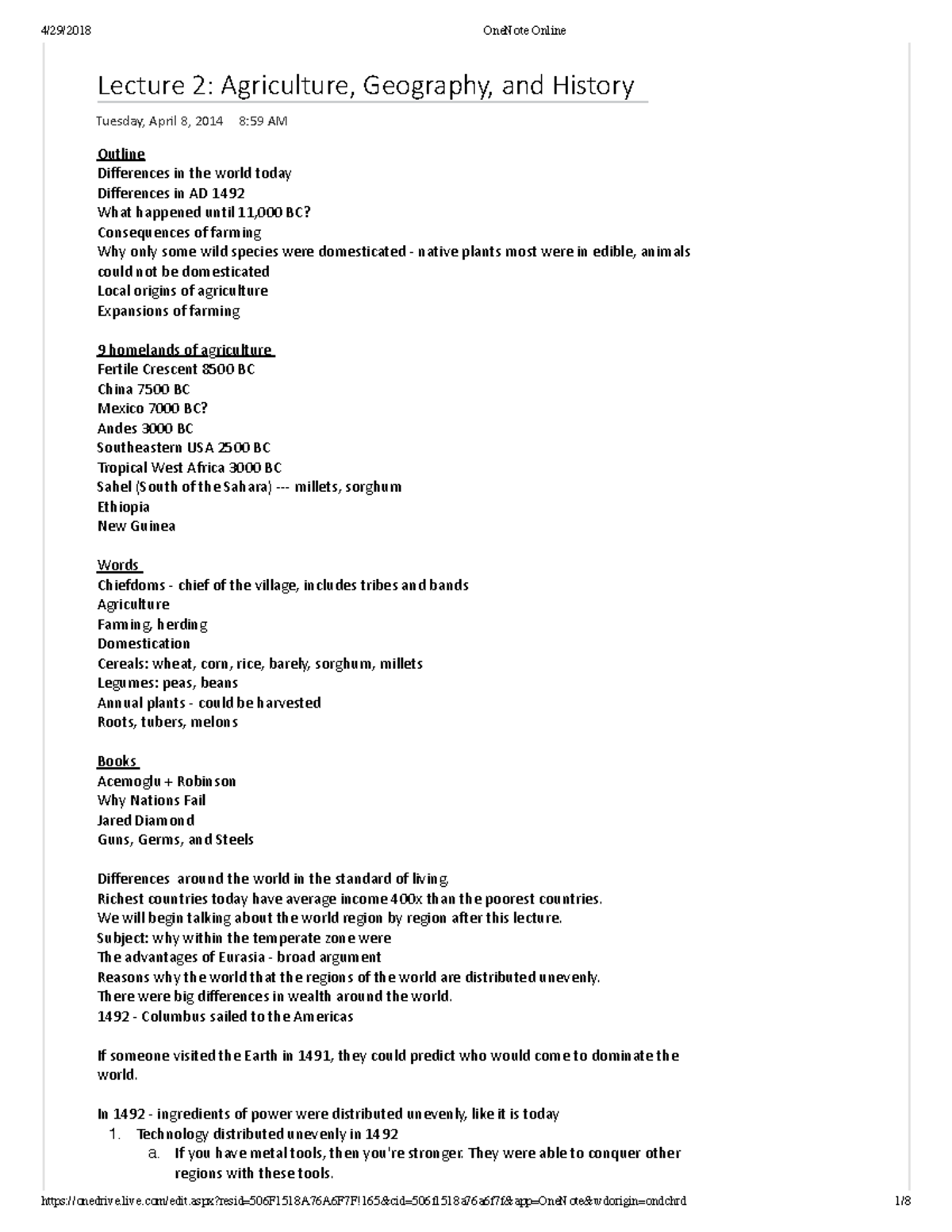 UCLA Geography 6 Lecture 2 - 4/29/2018 OneNote Online - Studocu